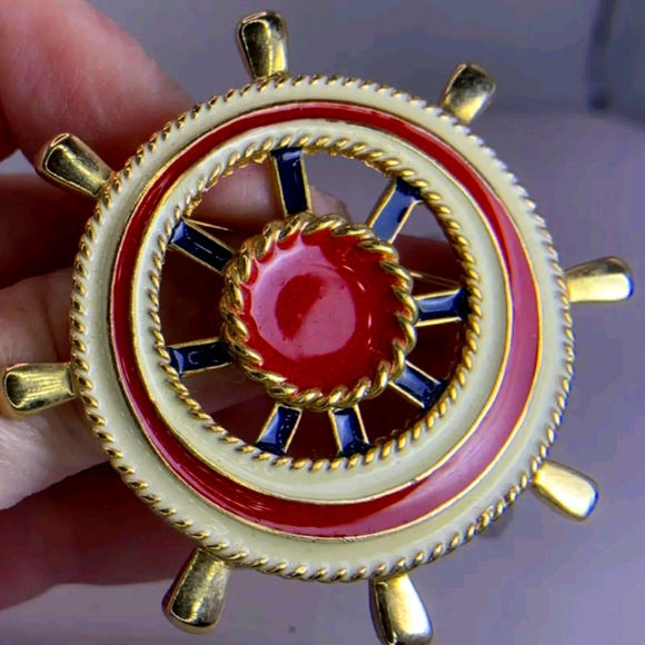Jewelry | 455 Off Flash Sale Steering Wheel Boat Wheel Pin Vintage ...